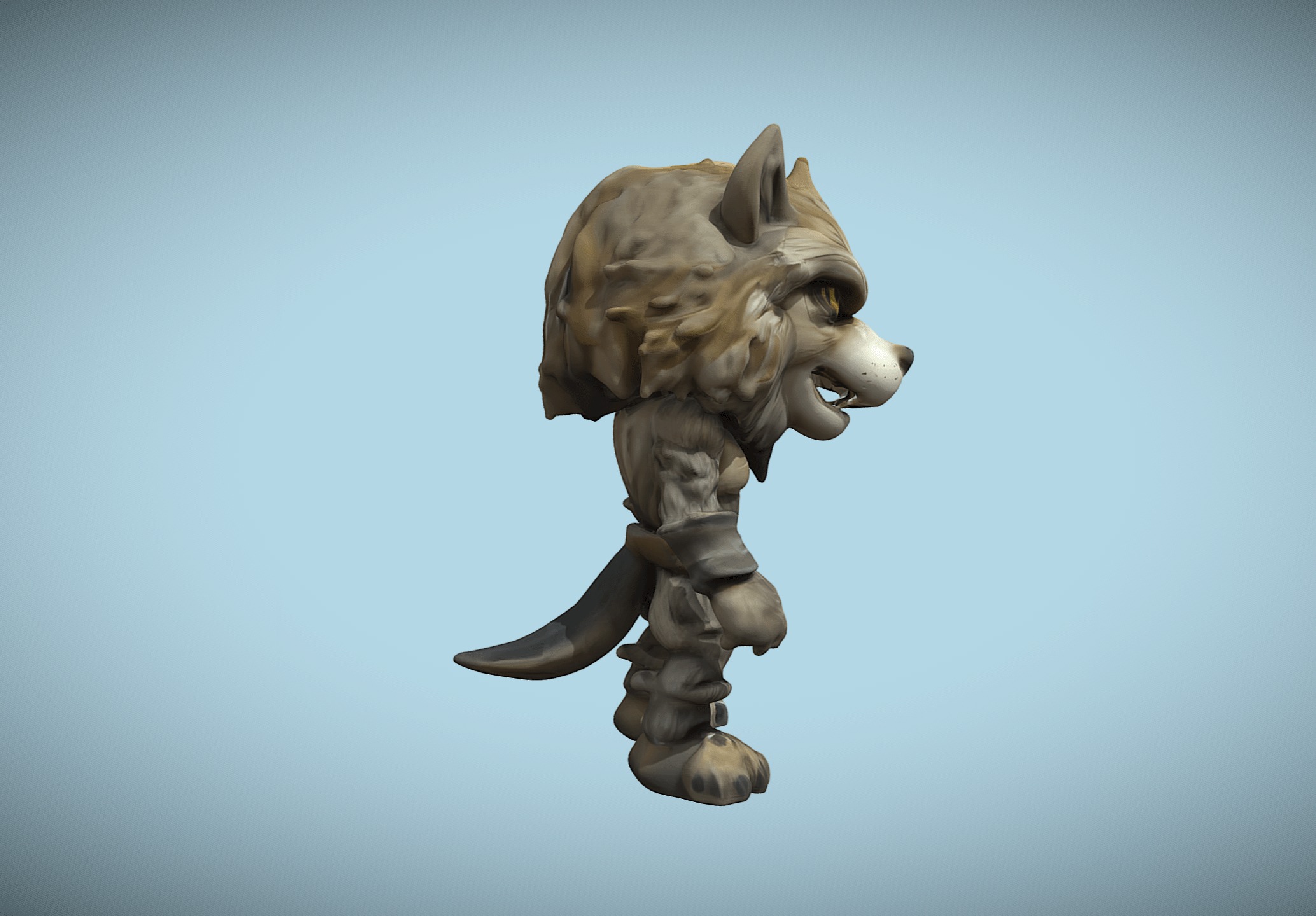 High Poly Mini Chibi Werewolf Character Muscular Build 3D model | CGTrader