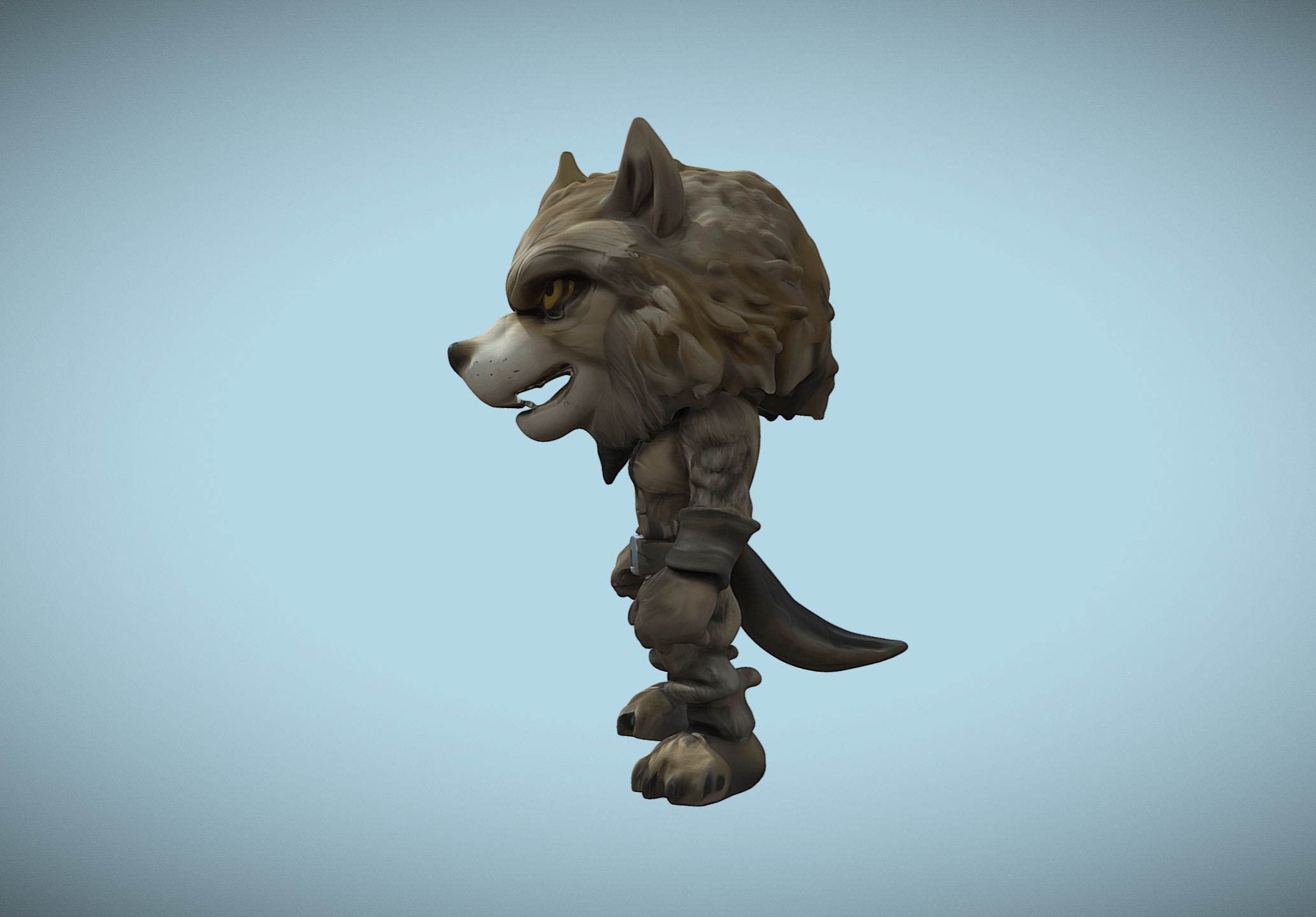 High Poly Mini Chibi Werewolf Character Muscular Build 3D model | CGTrader