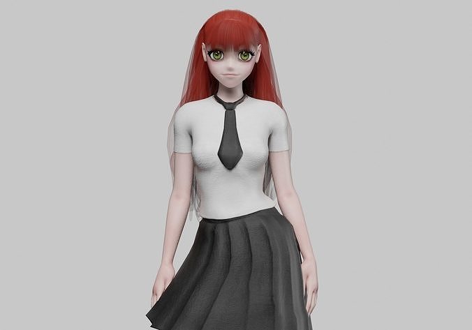 3D model anime school girl V30049 VR / AR / low-poly | CGTrader