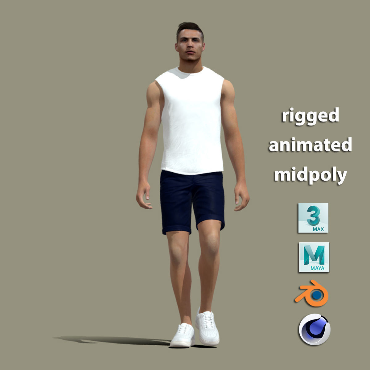 Cristiano Ronaldo casual walking 3D model animated rigged | CGTrader