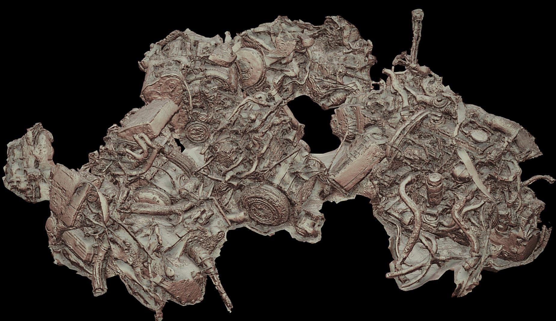 3D model destroyed car engines part3 ground photogrammetry VR / AR ...