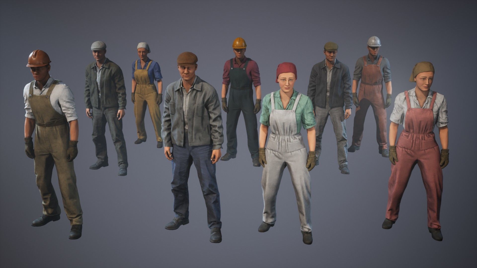 3D model Soviet Factory Workers VR / AR / low-poly | CGTrader