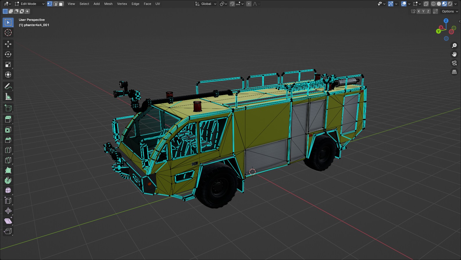 3D model Rosenbauer panther 4x4 old model low poly ARFF VR / AR / low ...