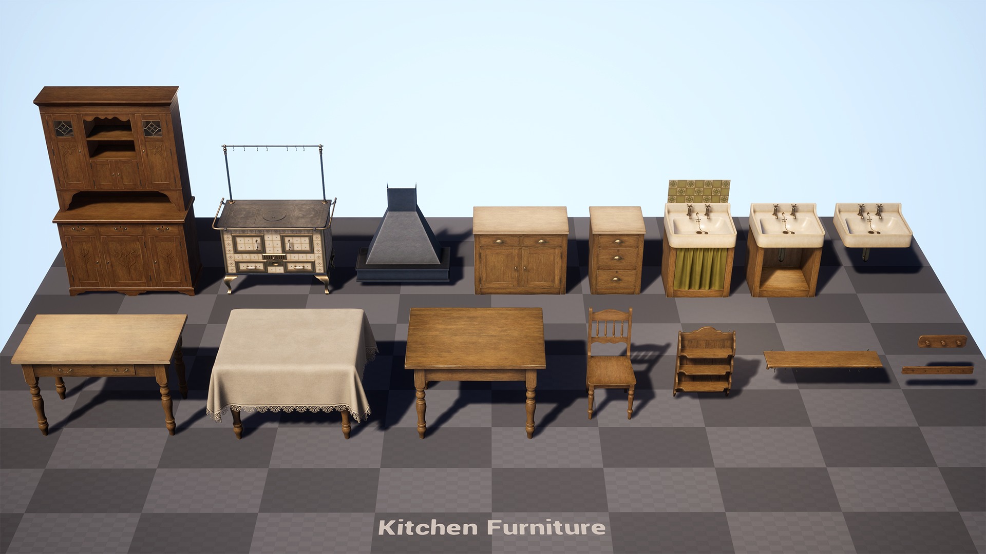 3D model Victorian Kitchen Props Pack VR / AR / low-poly | CGTrader
