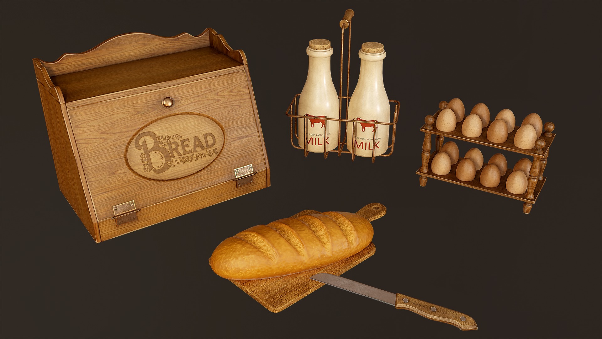 3D model Victorian Kitchen Props Pack VR / AR / low-poly | CGTrader