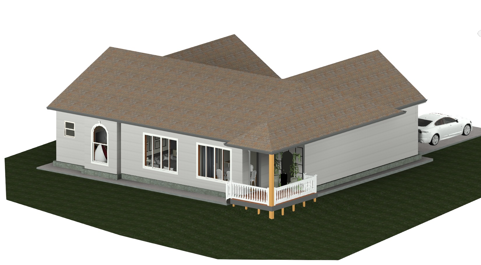 3 Bedroom Ranch House Plan 3D model animated | CGTrader