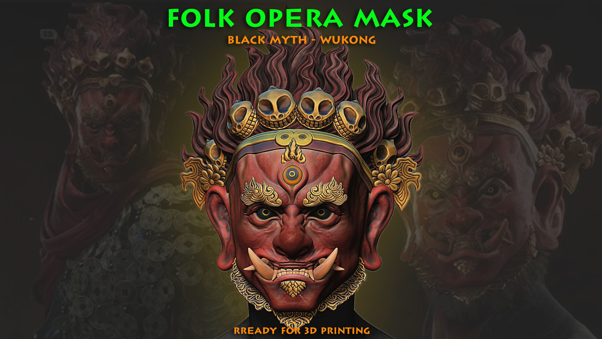 Folk Opera Mask - Black Myth - Wukong Armor Accessories 3D model 3D ...