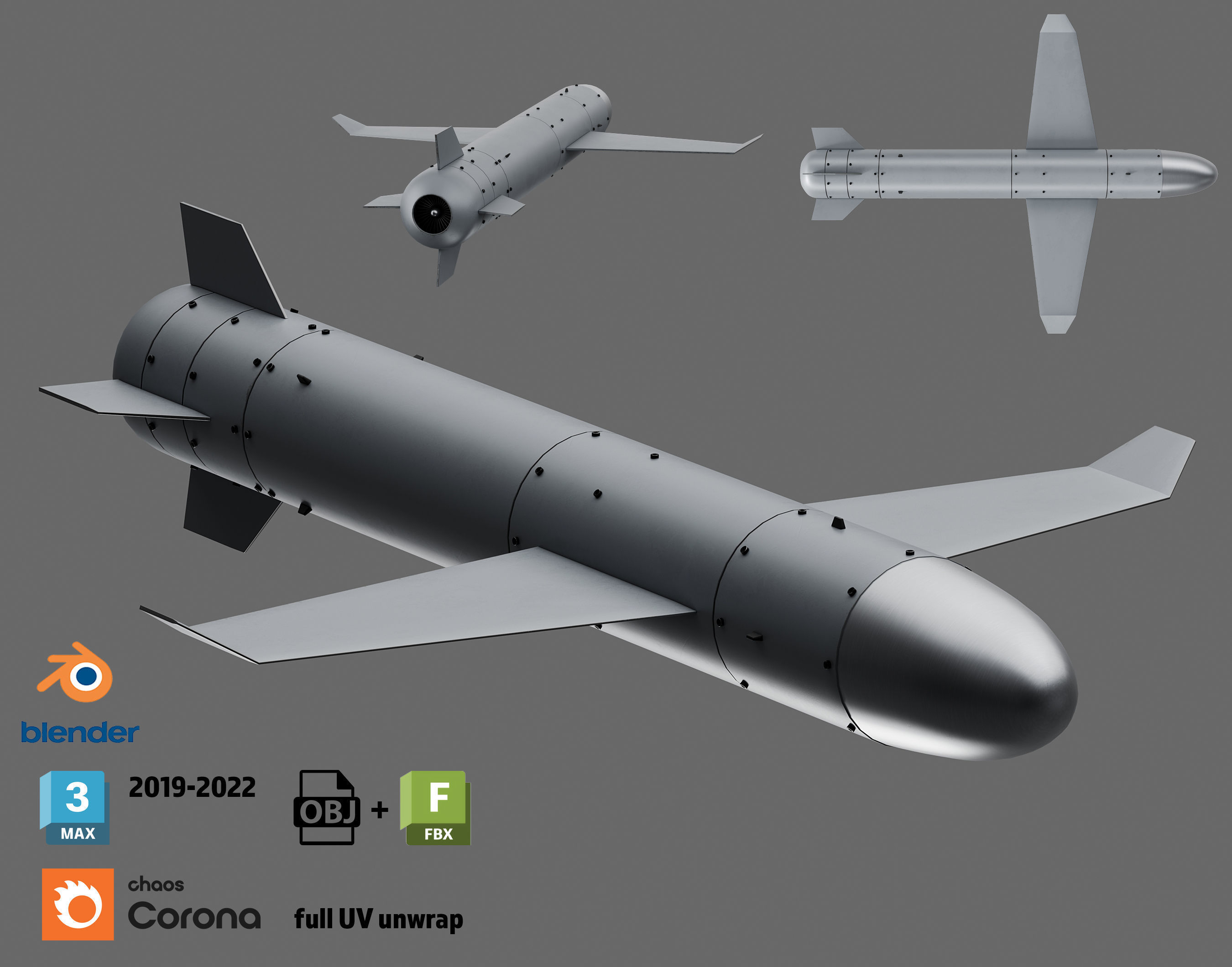 Palianytsia rocket drone missile 3D model | CGTrader