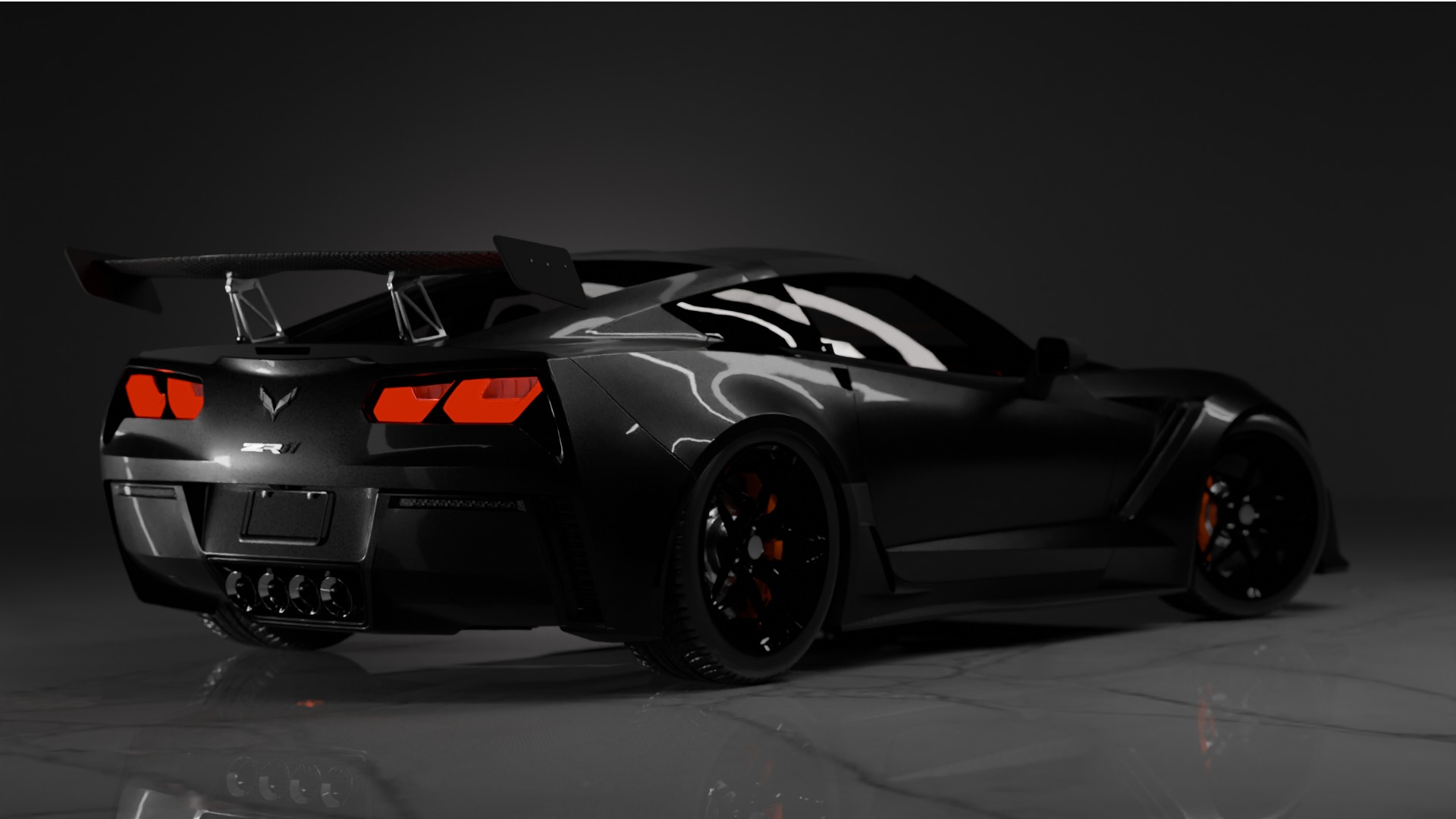 Corvette C7 ZR1 - Blacked Out Nacev - Rigged 3D free 3D model rigged ...