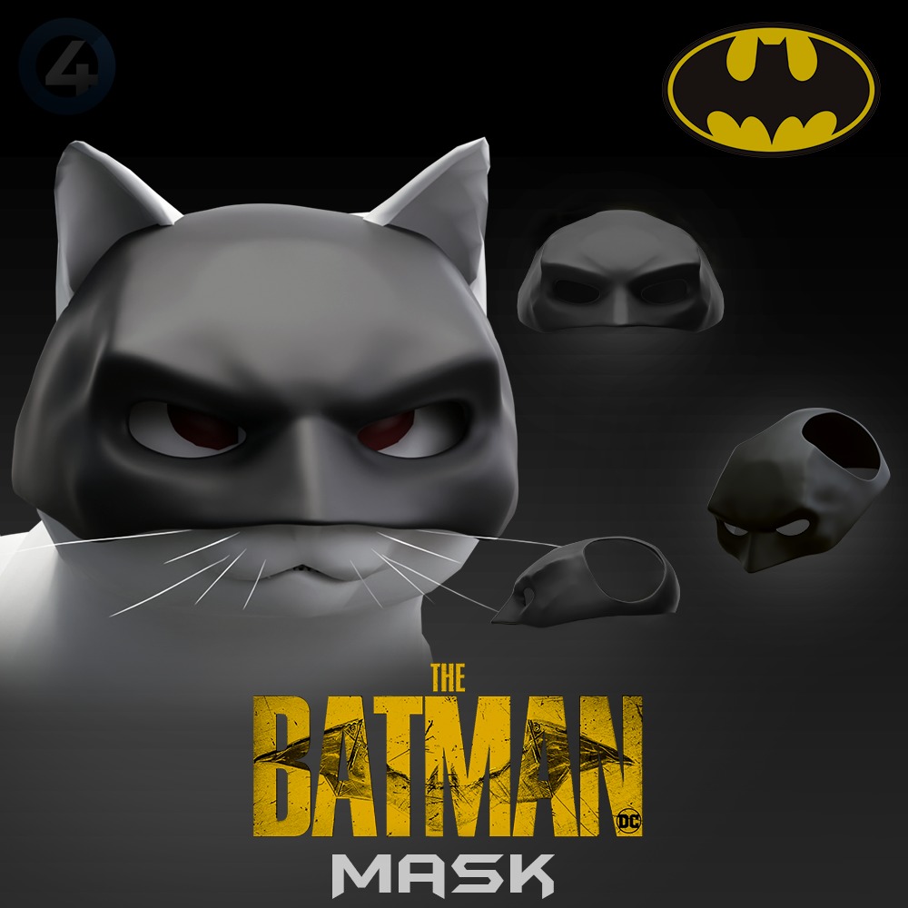 BATCAT BATMAN CAT MASK MEDIUM and LOW POLY 3D model 3D printable | CGTrader
