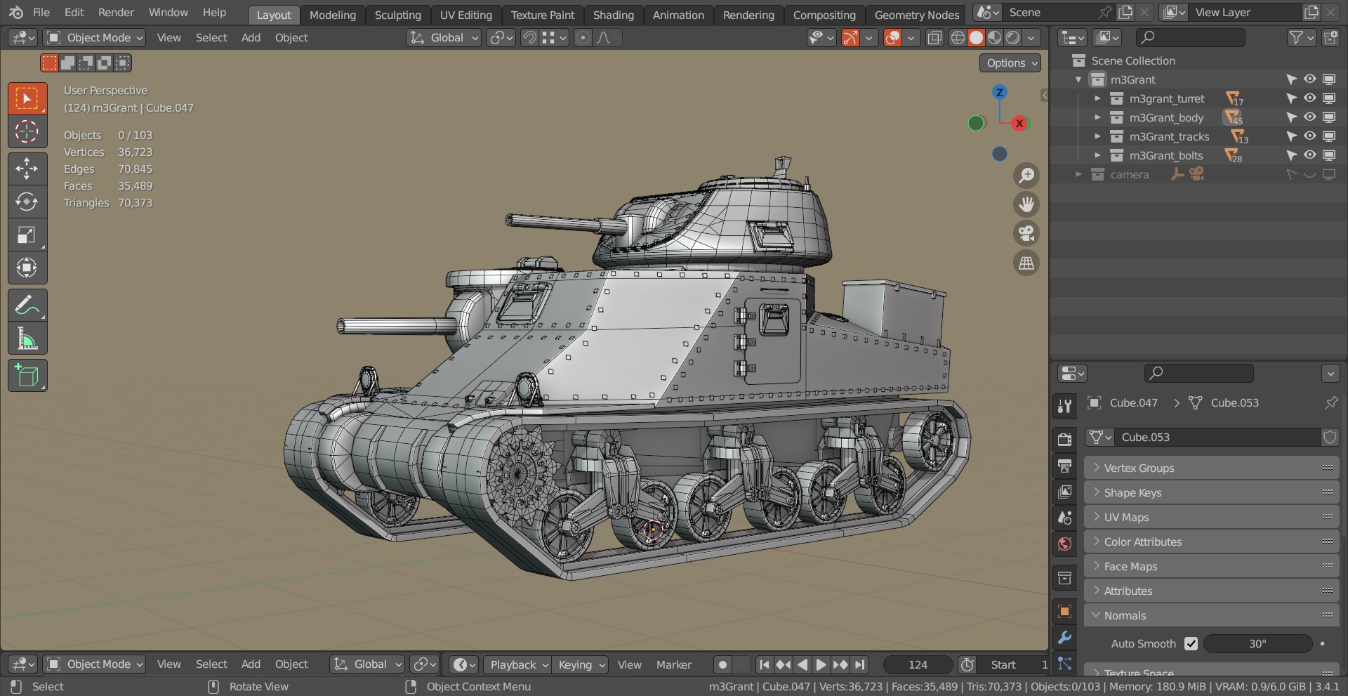 3D model M3 GRANT TANK BASE MESH VR / AR / low-poly | CGTrader