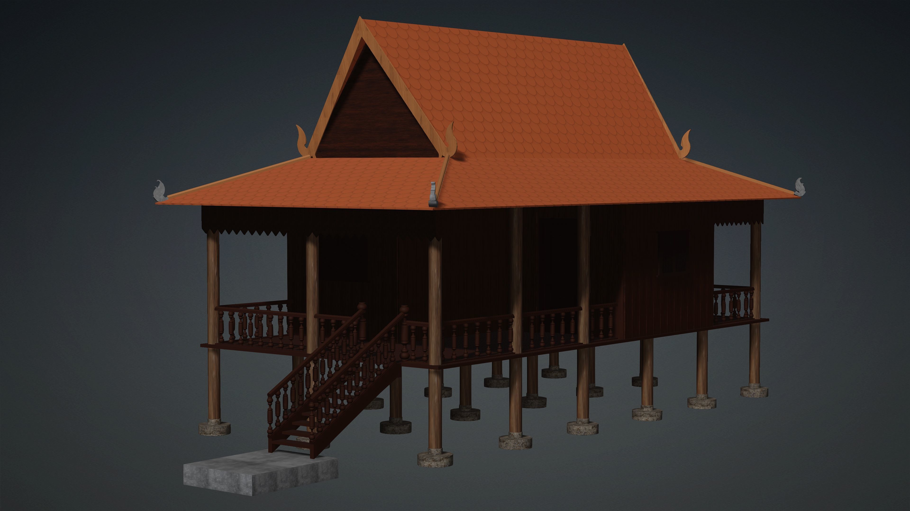 Khmer House 3D 3D model | CGTrader