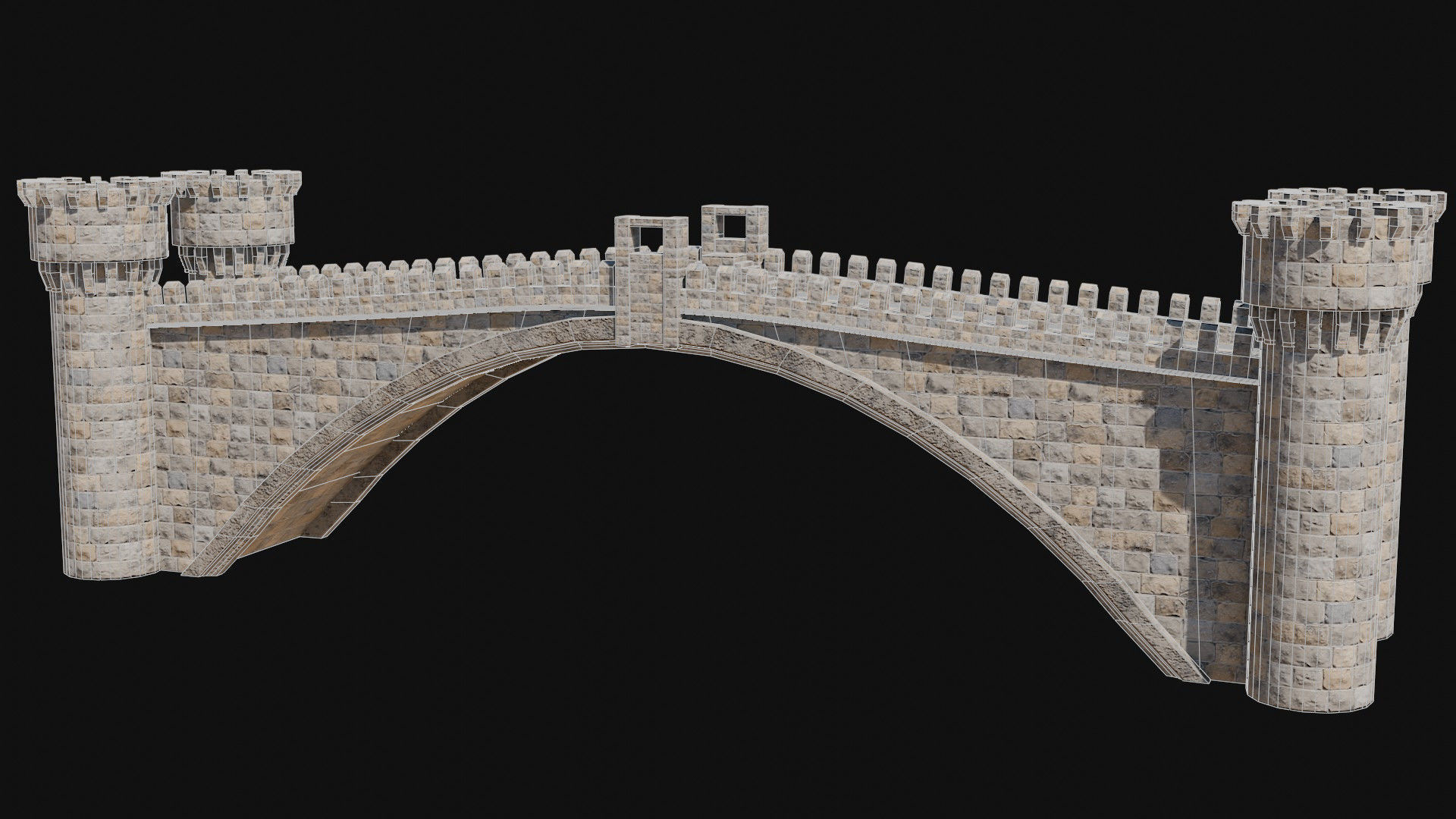 3D model HUGE MONUMENTAL FANTASY CASTLE BRIDGE FORT FORTRESS COLLECTION ...
