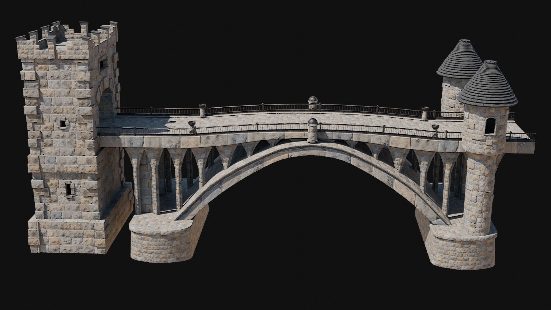 3D model HUGE MONUMENTAL FANTASY CASTLE BRIDGE FORT FORTRESS COLLECTION ...