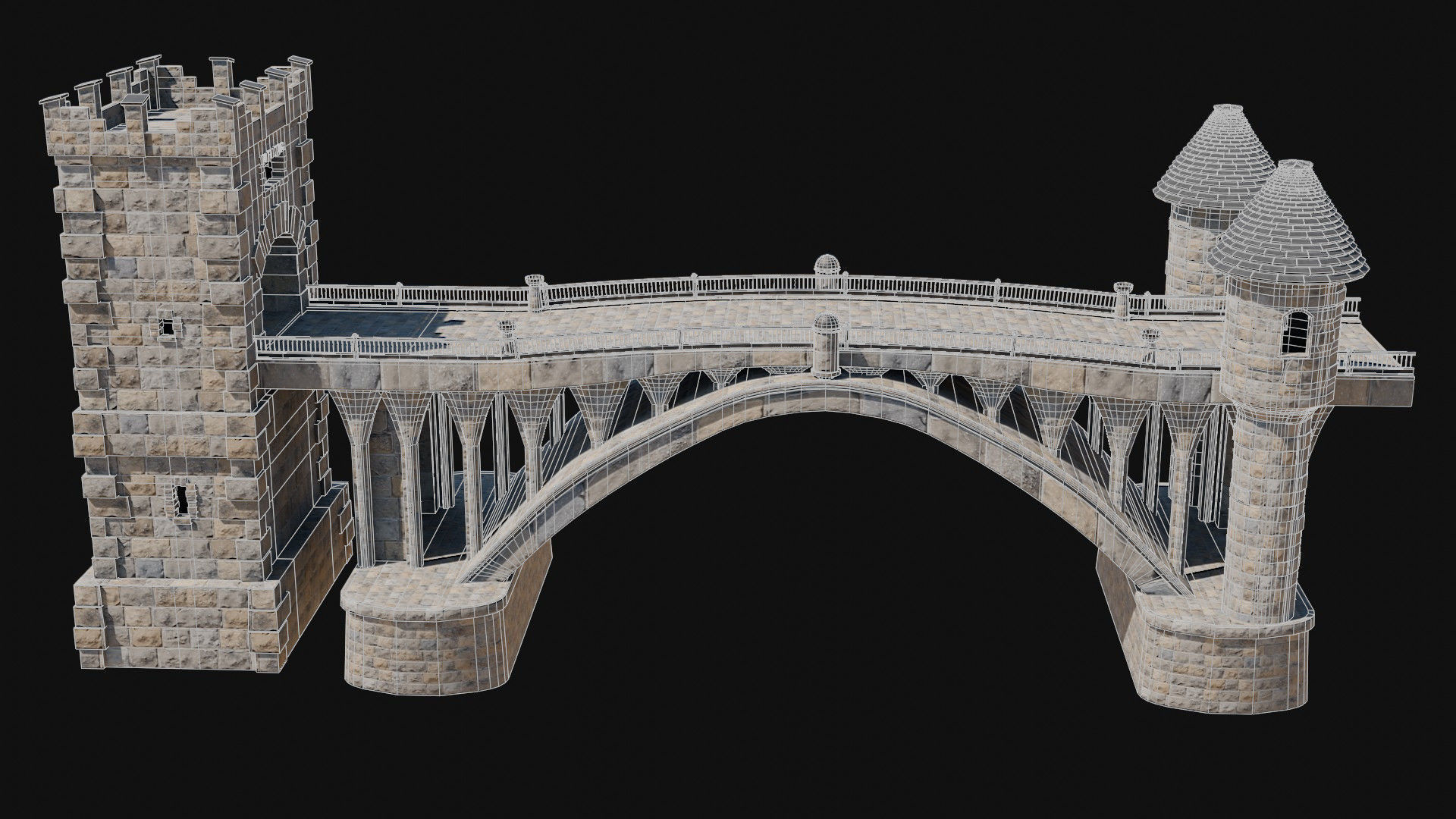3D model HUGE MONUMENTAL FANTASY CASTLE BRIDGE FORT FORTRESS COLLECTION ...