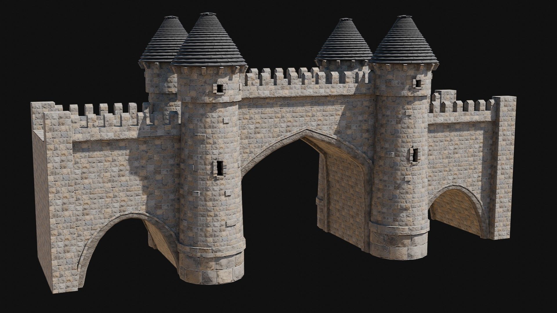 3D model HUGE MONUMENTAL FANTASY CASTLE BRIDGE FORT FORTRESS COLLECTION ...