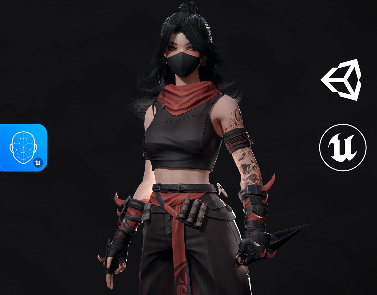 3D model Cyberpunk Ninja Girl Vex - Game Ready VR / AR / low-poly ...