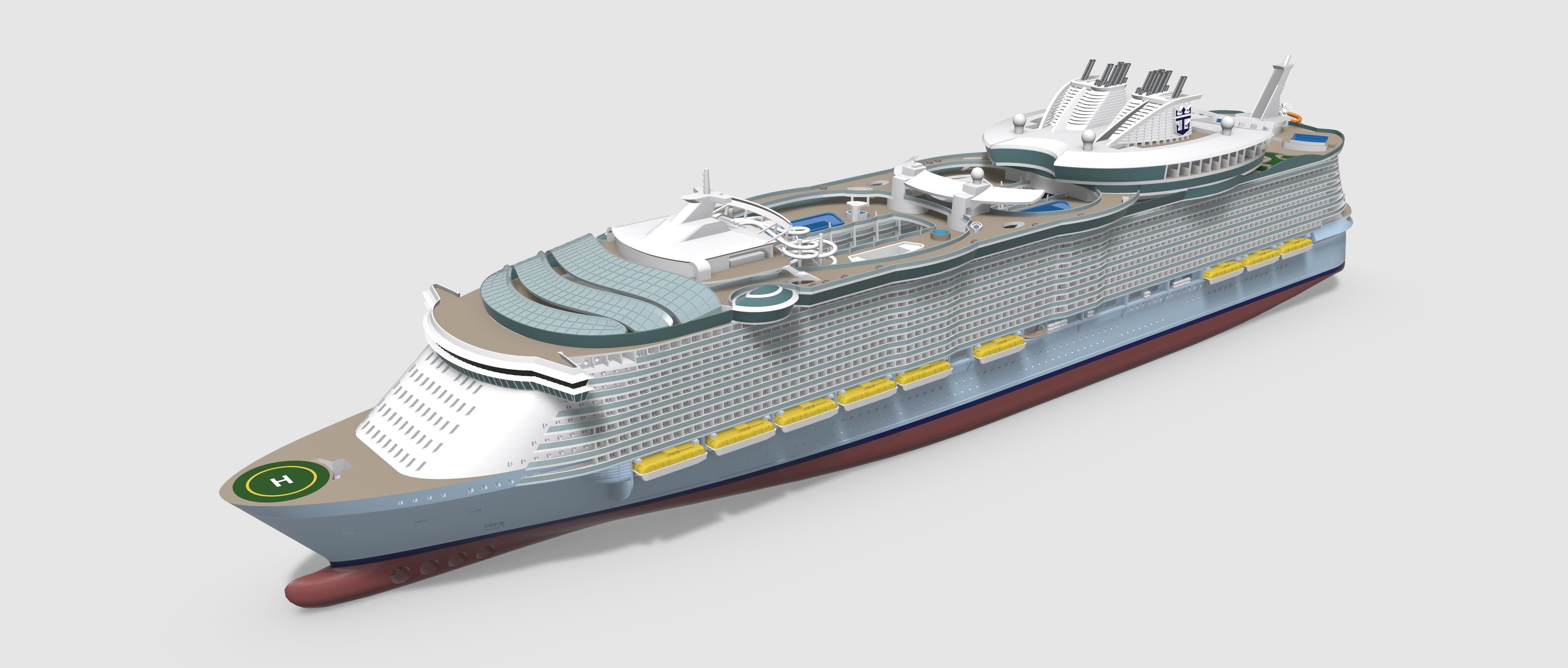 Oasis of the Seas amplified and as launched cruise ship 3D model 3D ...