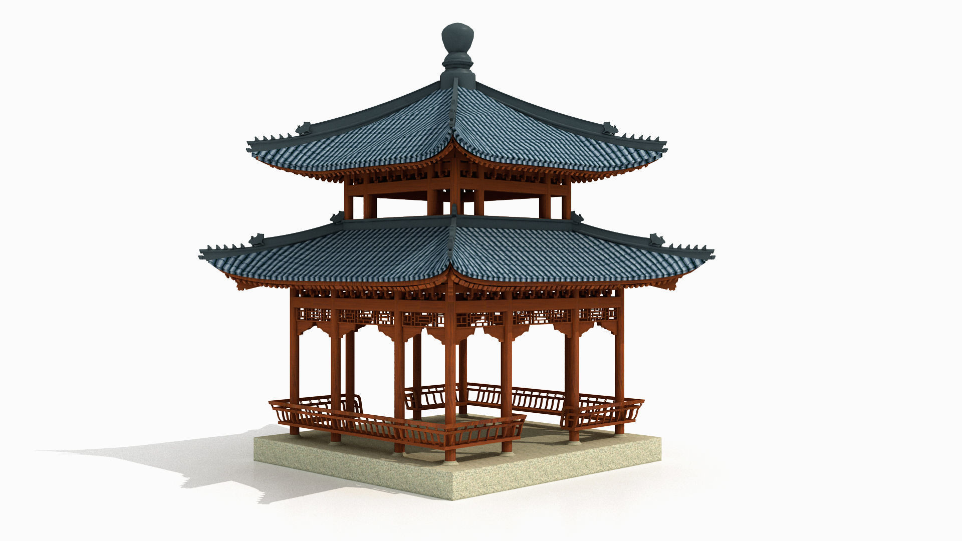Four corner double layered pavilion 3D model | CGTrader
