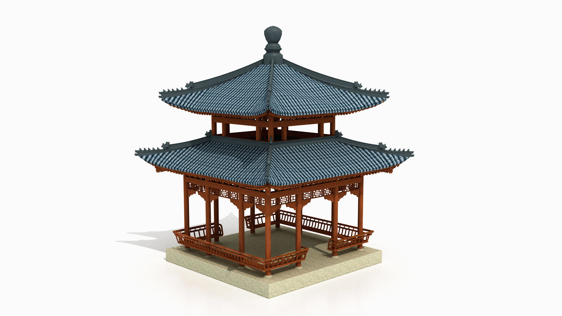 Four corner double layered pavilion 3D model | CGTrader