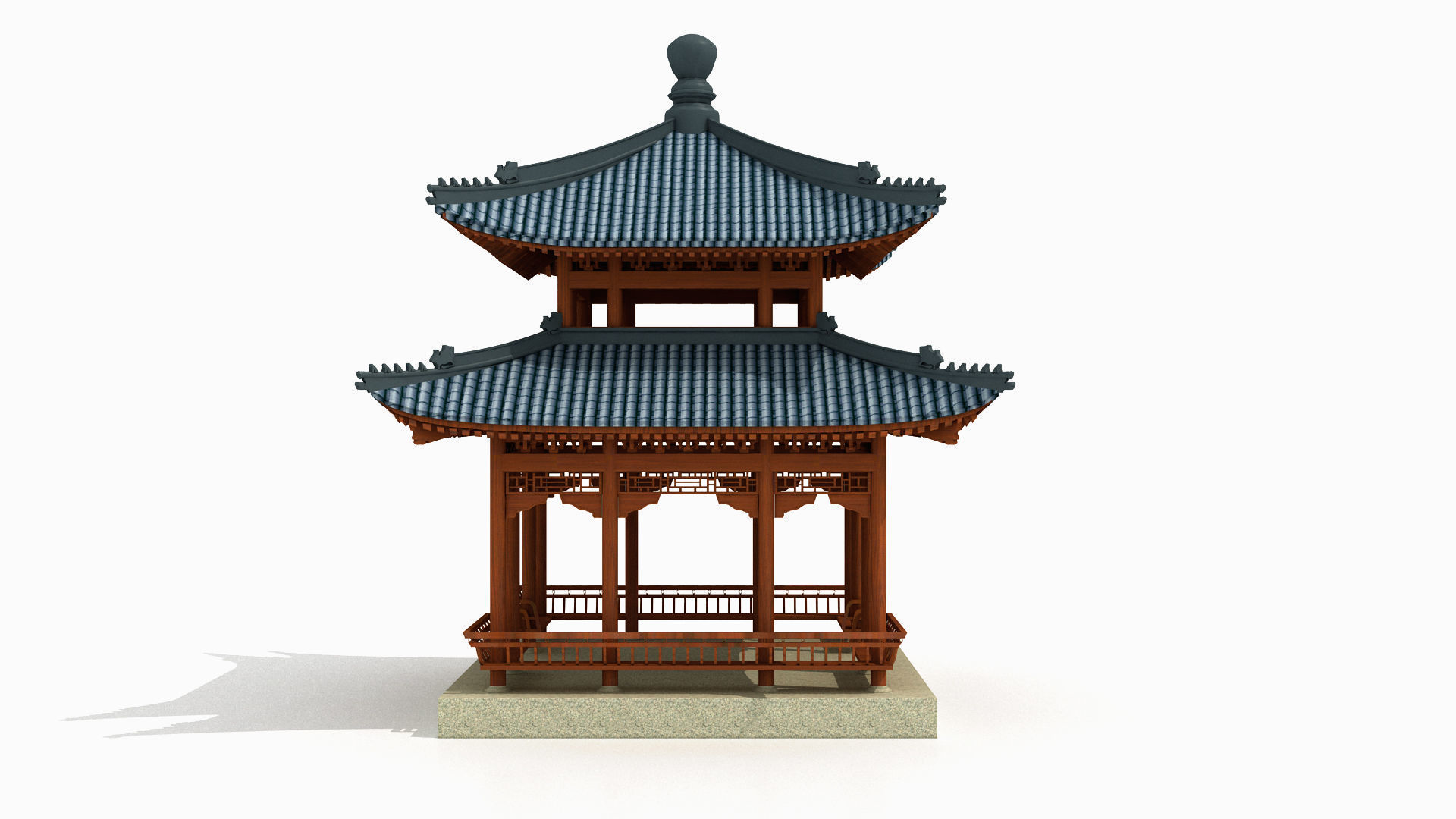 Four corner double layered pavilion 3D model | CGTrader