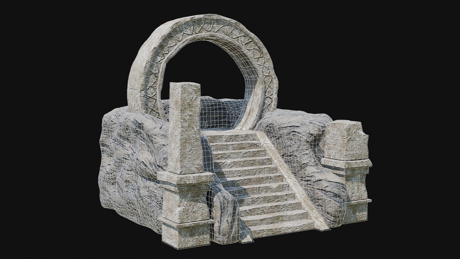 3D model STONE PORTAL GATE STAIRS ROCK TELEPORT PLACE ORNAMENT ...