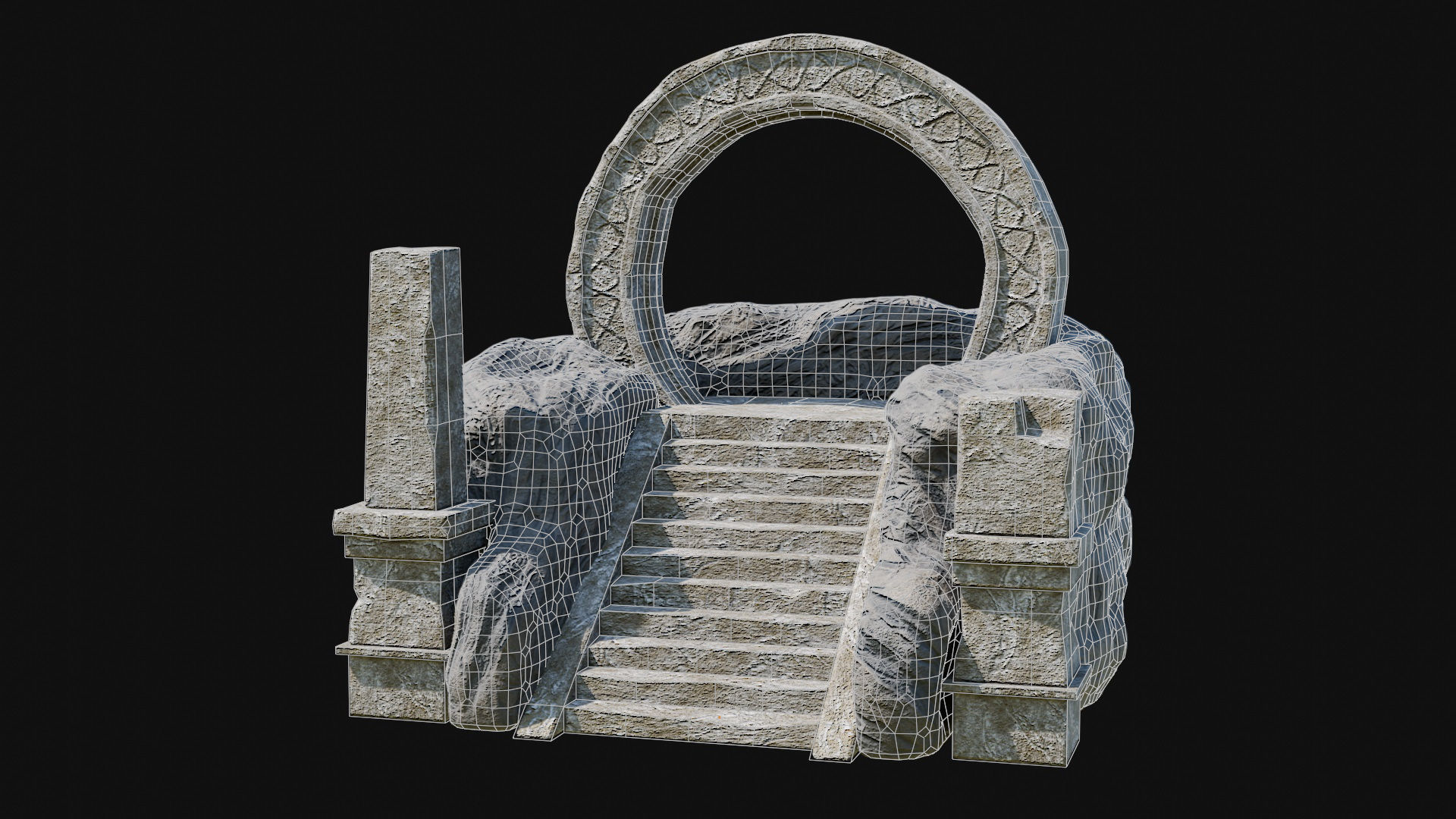 3D model STONE PORTAL GATE STAIRS ROCK TELEPORT PLACE ORNAMENT ...
