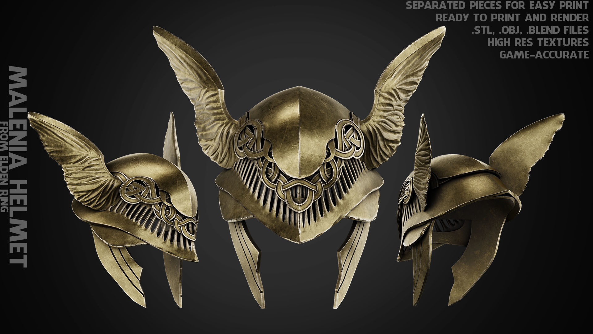 Elden Ring Malenia Blade of Miquella Helmet for Cosplay 3D model 3D ...