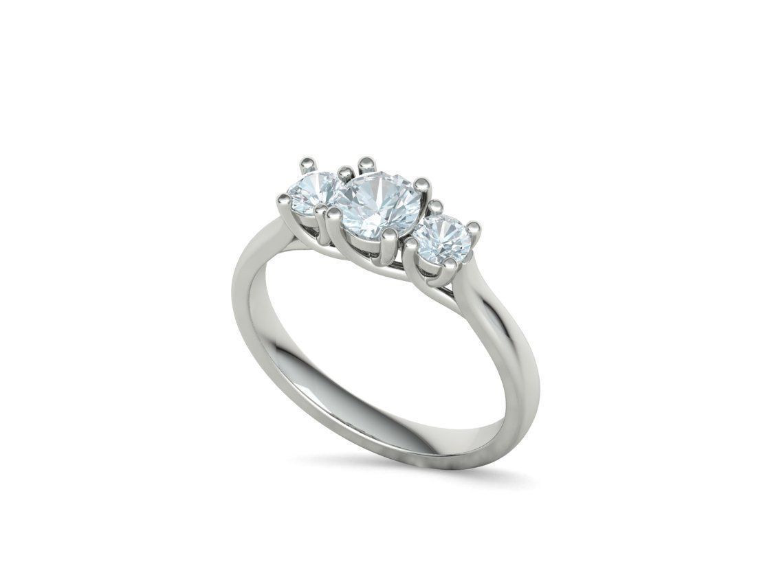 Trellis 3 STONE Engagement Ring 5mm main stone 3dmodel 3D model 3D ...
