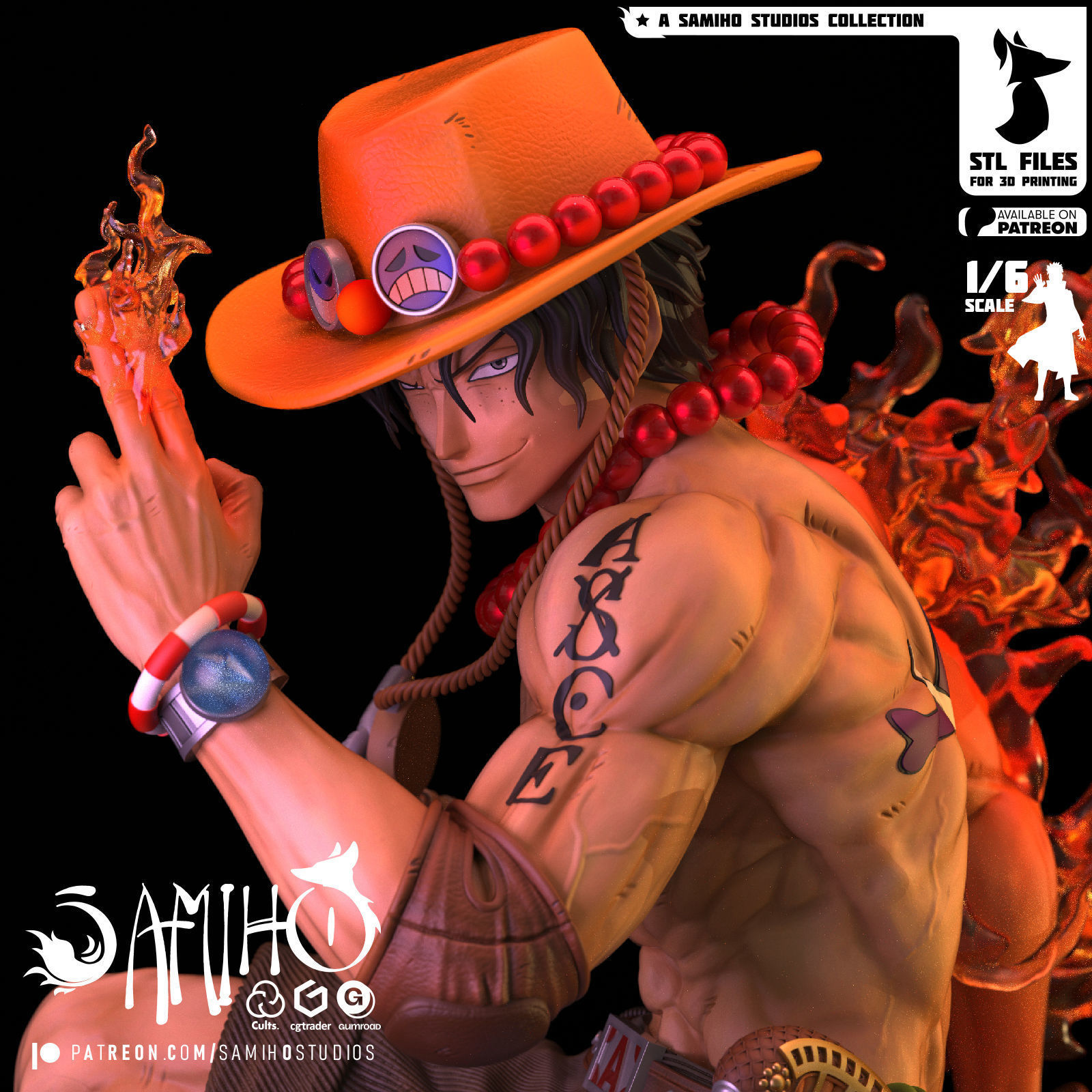 Samiho Studios - Fire Fist Ace - STLs ready for printing 3D model 3D ...