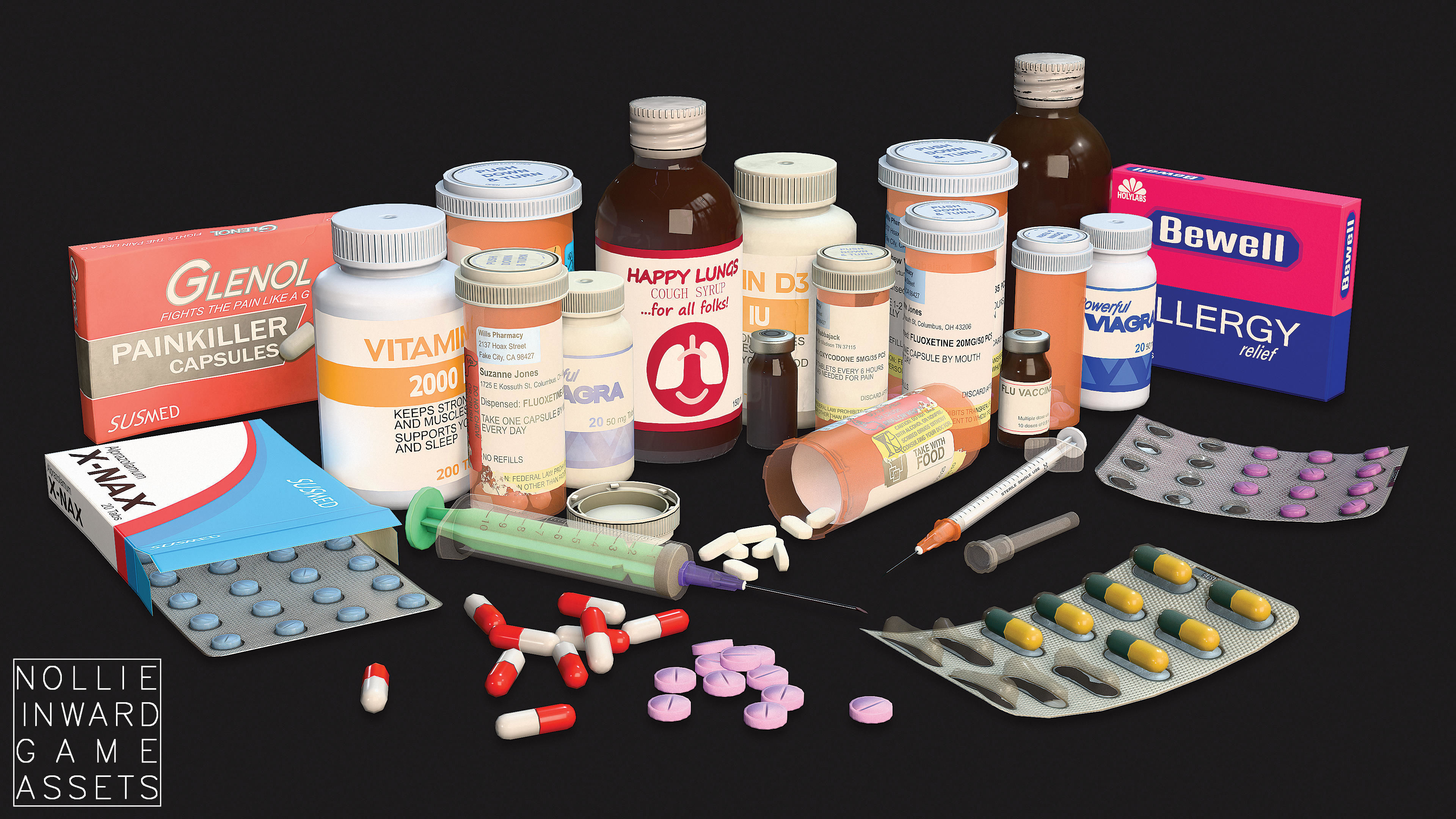 3D model Medicine Pack - Game Ready Drawcall Optimized VR / AR / low ...