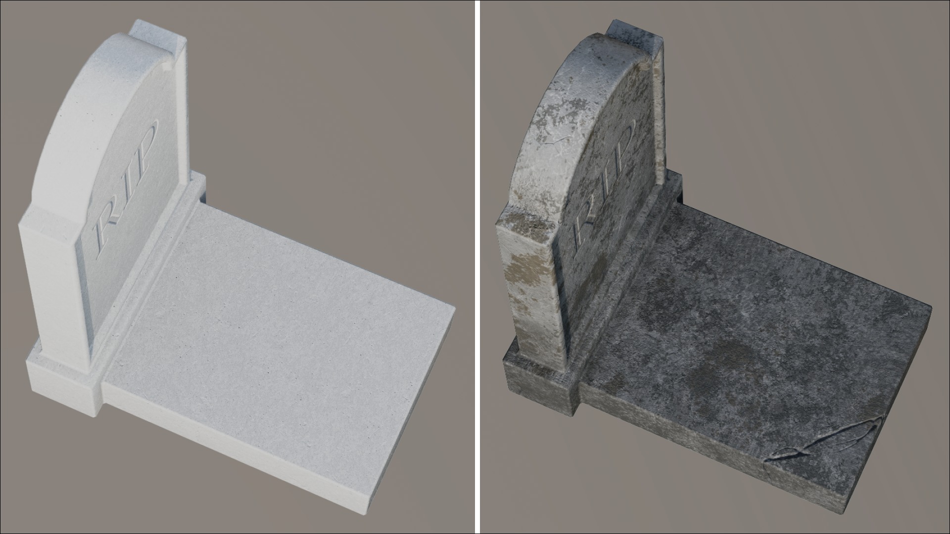 3D model Old Dirty Gravestone RIP granite cemetery VR / AR / low-poly ...
