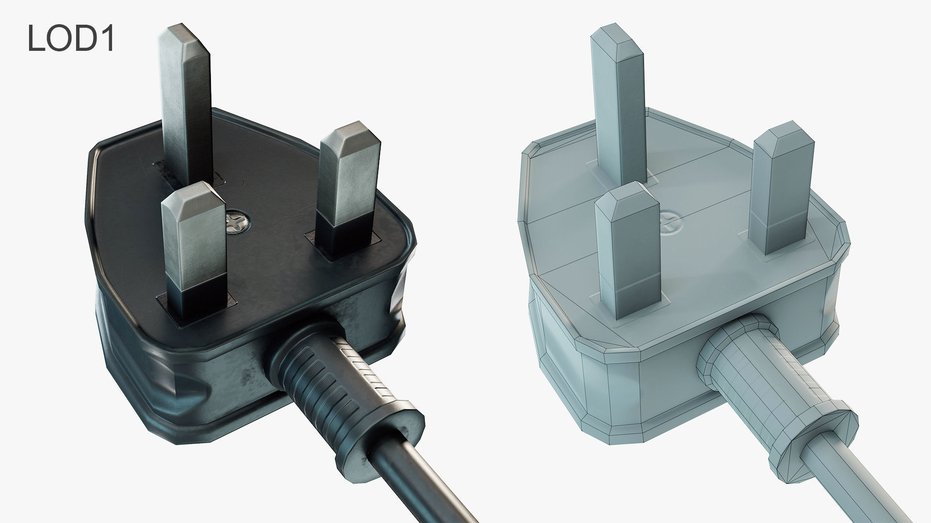 3D model Electrical Plug Type G VR / AR / low-poly | CGTrader