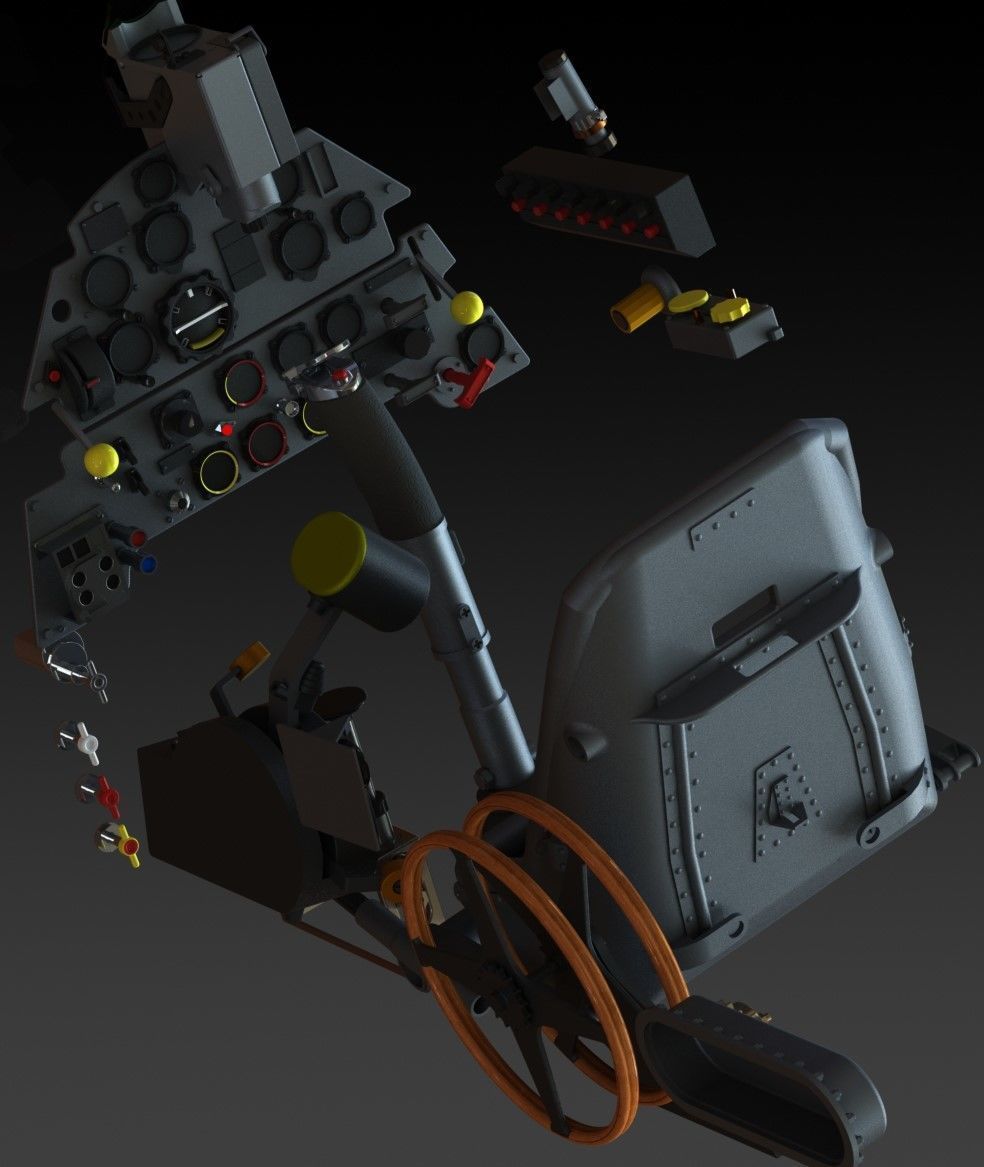 ME109 high definition complete cockpit 3D model 3D printable | CGTrader