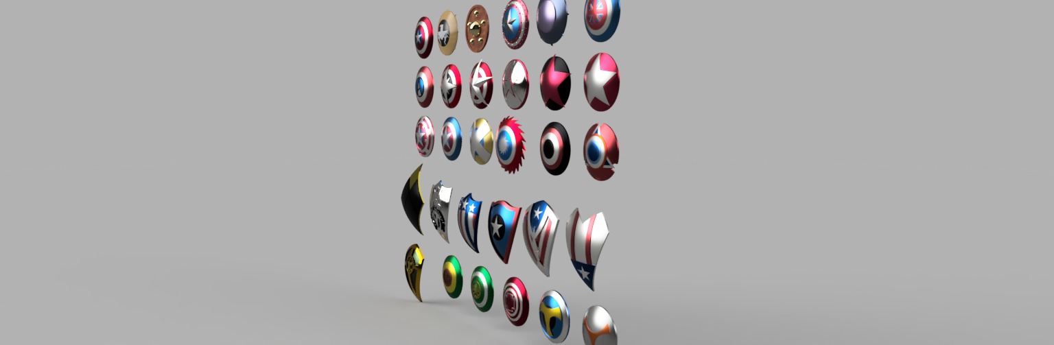 Marvel Comics Captain America Red Guardian and others Shields 3D model ...