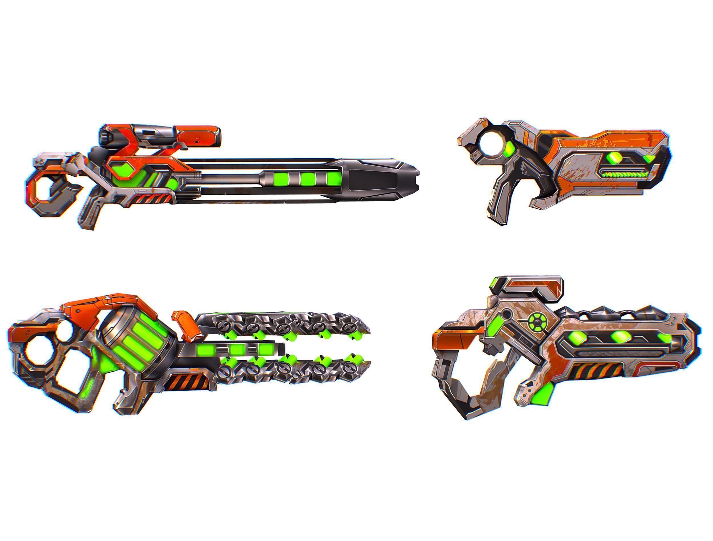 3D Model Collection Weapons Set 4 Gun Pistol Assault rifle Sniper rifle machine gun VR / AR ...