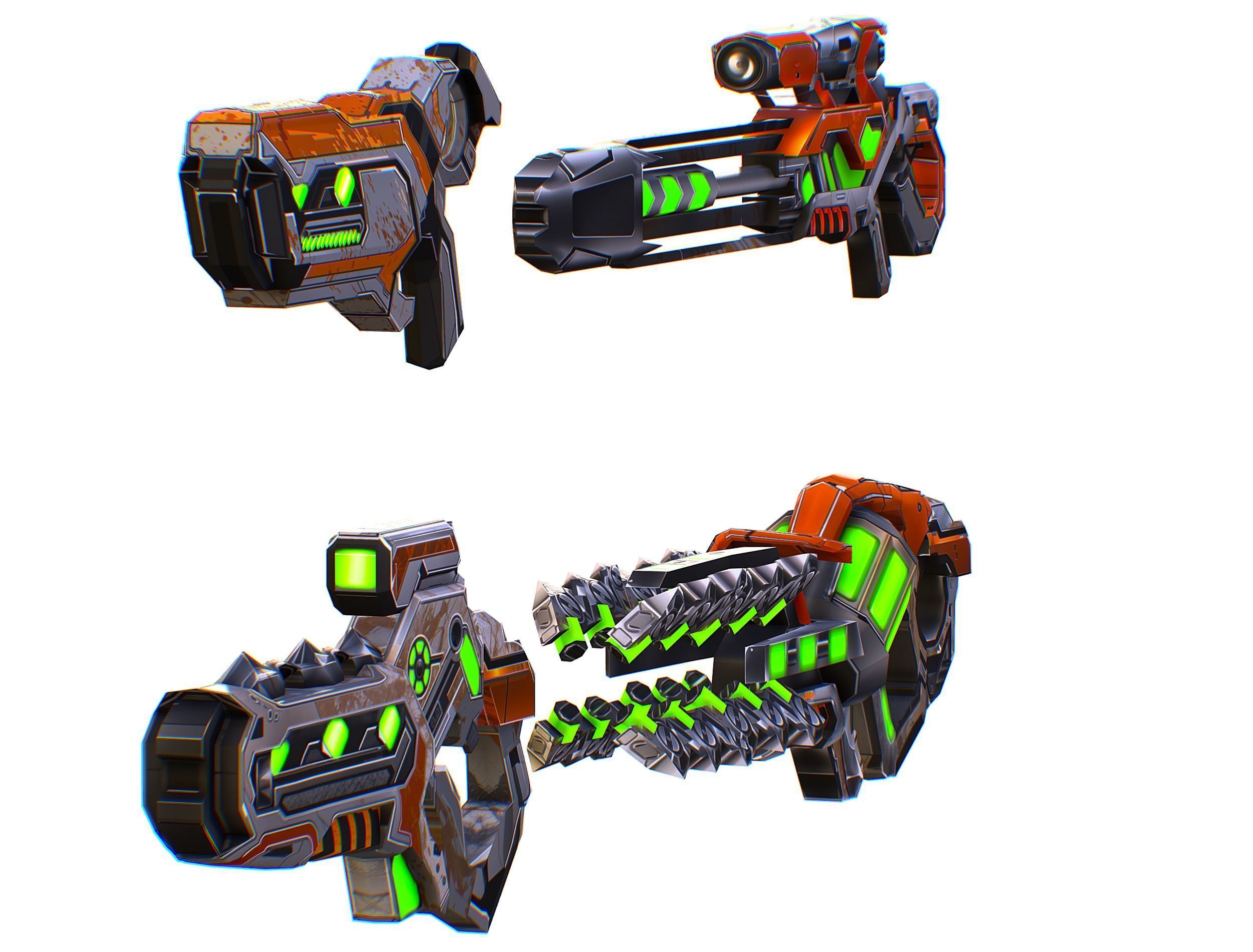 3D Model Collection Weapons Set 4 Gun Pistol Assault rifle Sniper rifle ...