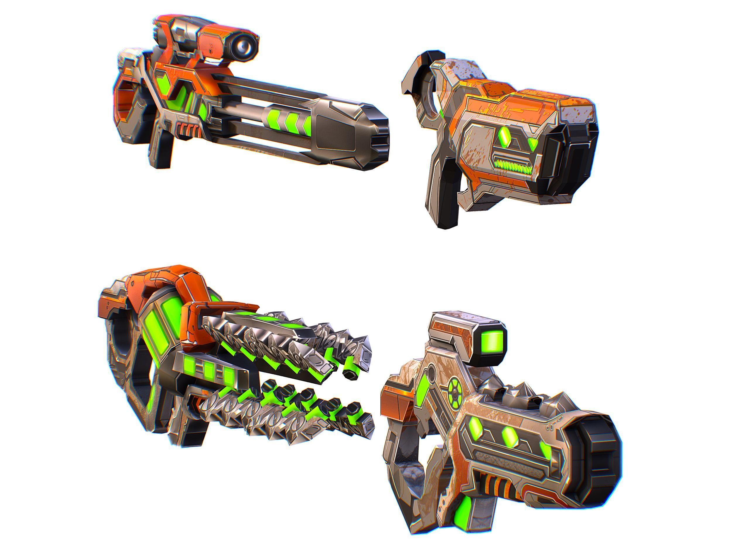 3D Model Collection Weapons Set 4 Gun Pistol Assault rifle Sniper rifle machine gun VR / AR ...