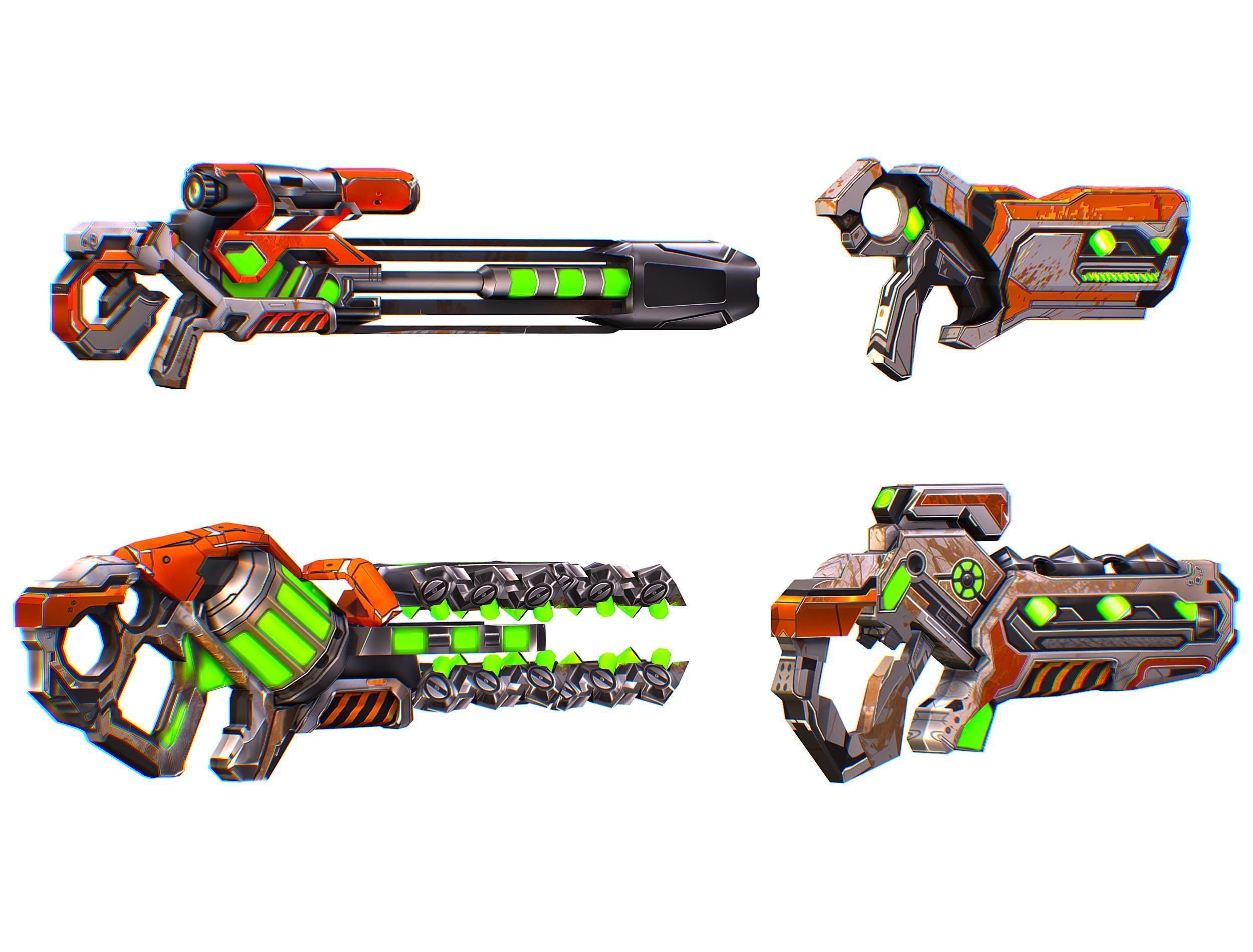 3D Model Collection Weapons Set 4 Gun Pistol Assault rifle Sniper rifle machine gun VR / AR ...