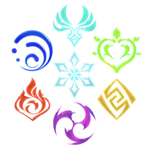 genshin impact element emblems 3D model 3D printable | CGTrader