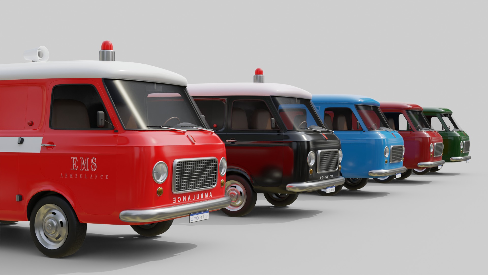 3D Model Collection Realistic Vintage Vans High-Detail Game-Ready ...