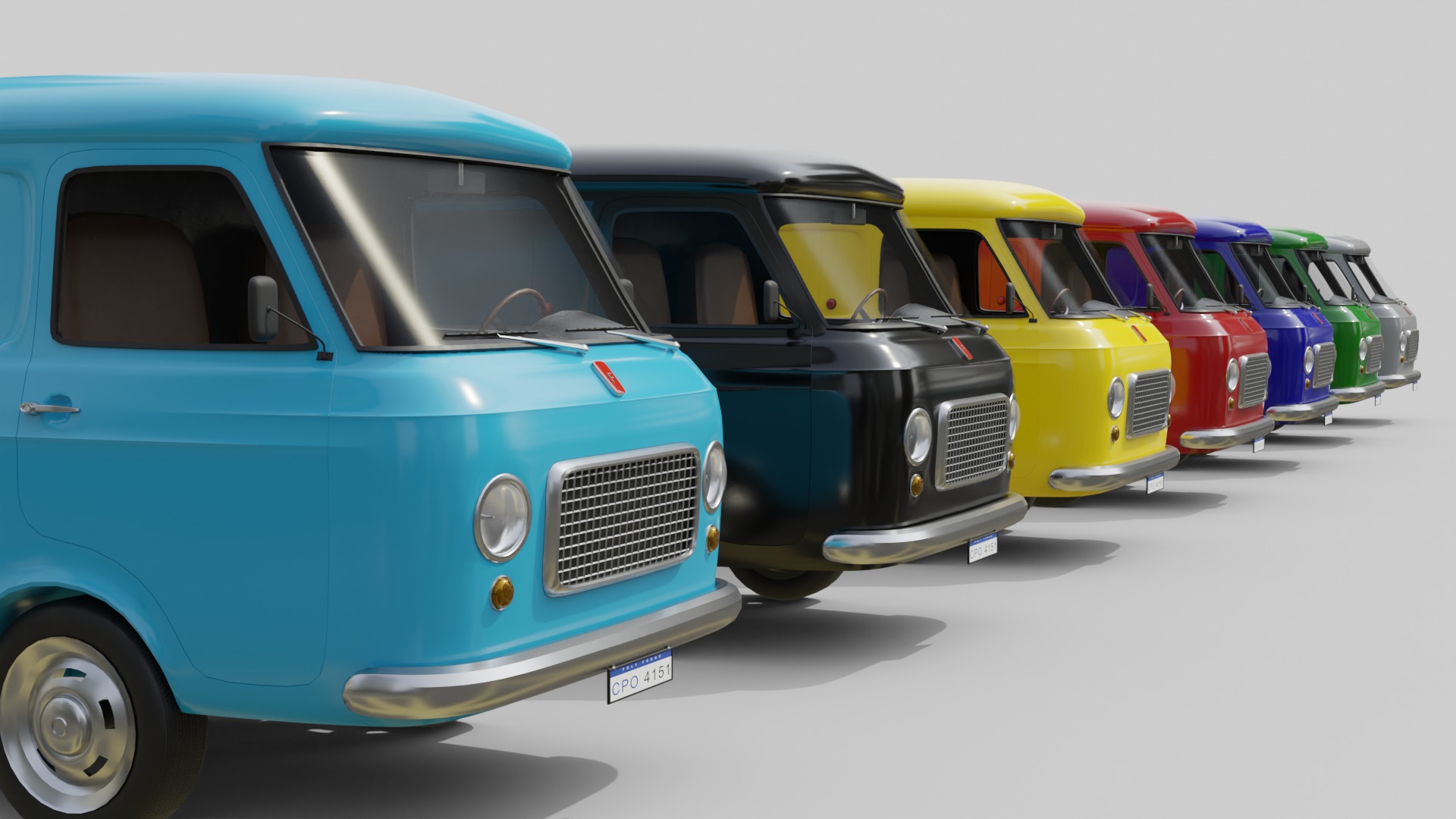 3D Model Collection Realistic Vintage Vans High-Detail Game-Ready ...