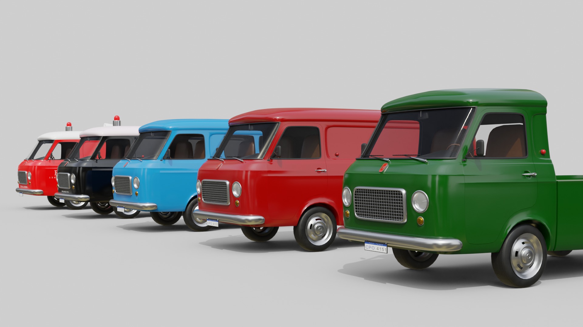 3D Model Collection Realistic Vintage Vans High-Detail Game-Ready ...