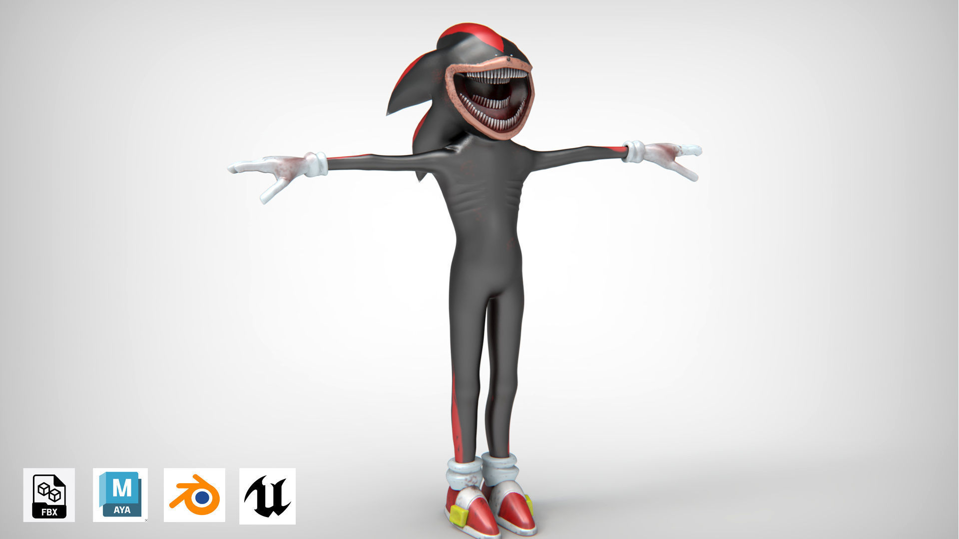 SHIN Sonic Zombie Dark Theme 3D Model Dark-themed 3D model | CGTrader
