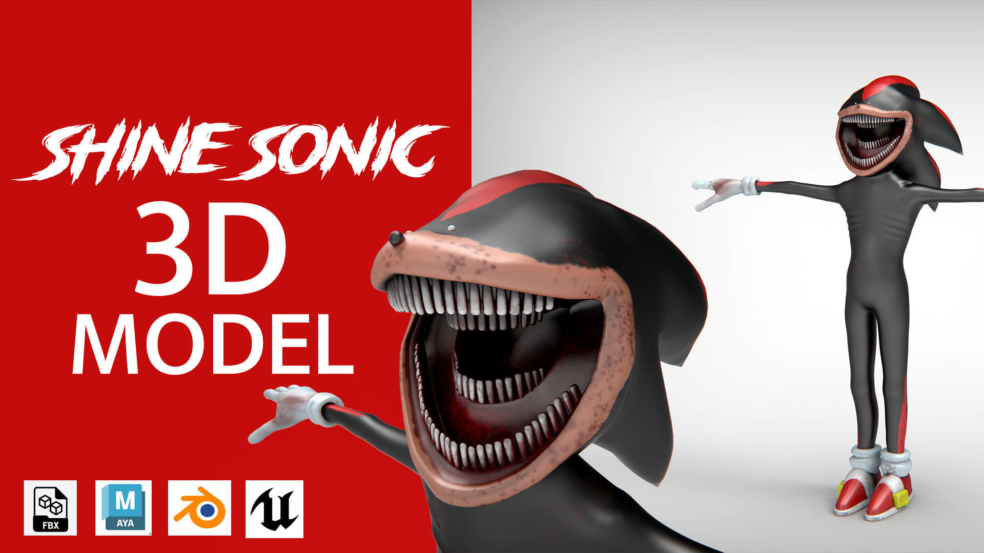 SHIN Sonic Zombie Dark Theme 3D Model Dark-themed 3D model | CGTrader