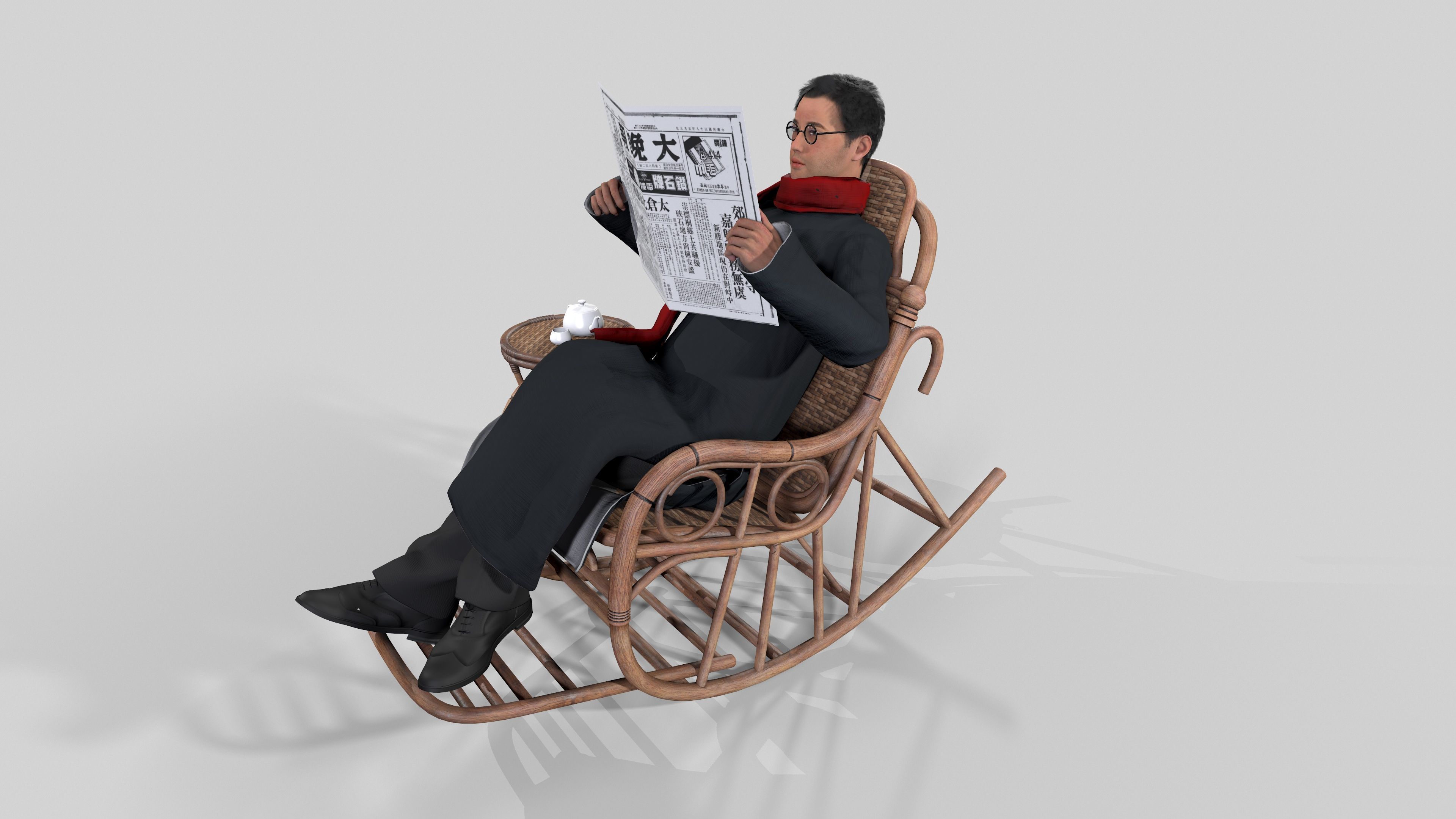 3D model read newspaper VR / AR / low-poly rigged animated | CGTrader