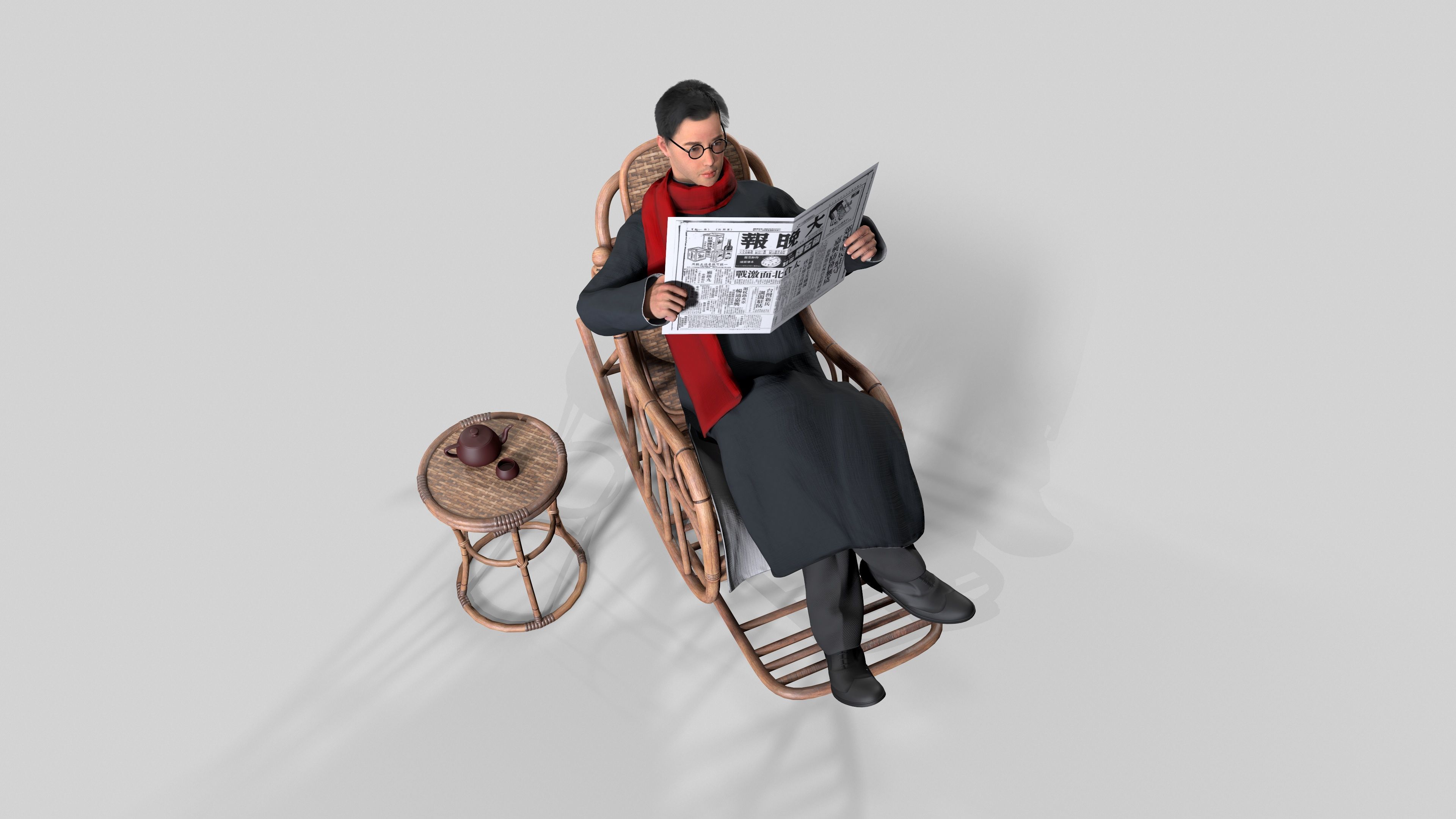 3D model read newspaper VR / AR / low-poly rigged animated | CGTrader