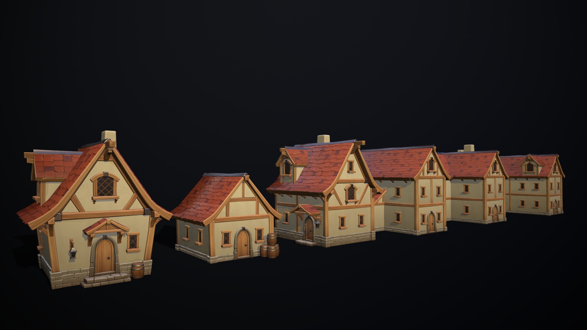 3D model Stylized medieval houses VR / AR / low-poly | CGTrader