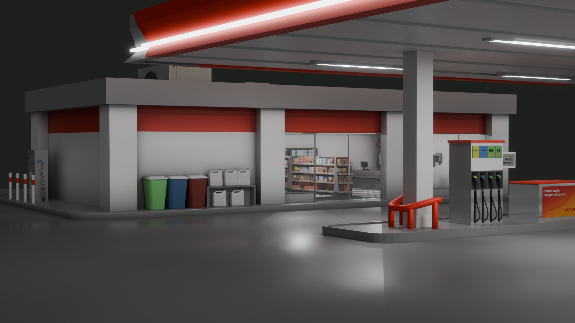 Red gas station 3D model | CGTrader