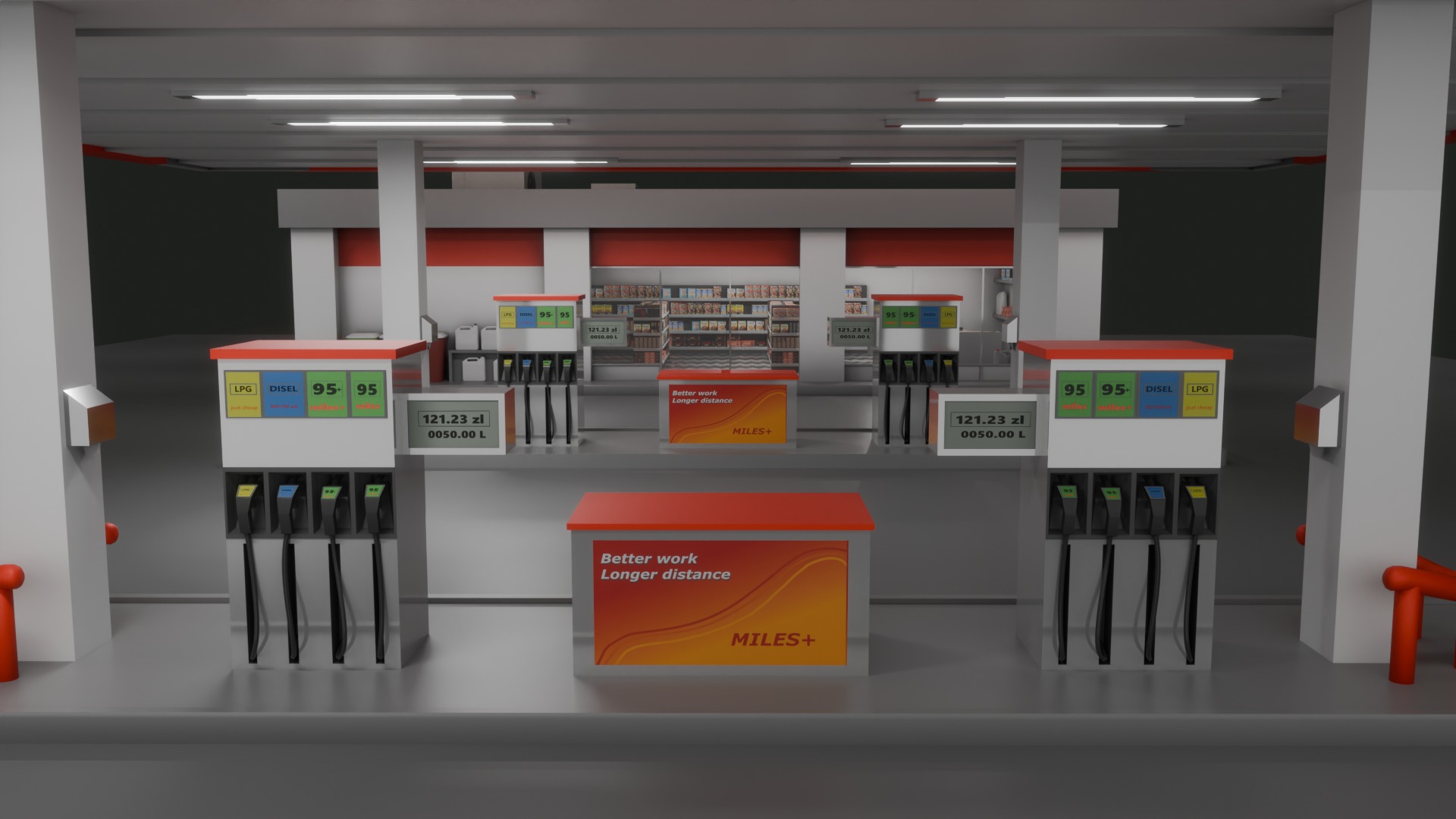 Red gas station 3D model | CGTrader